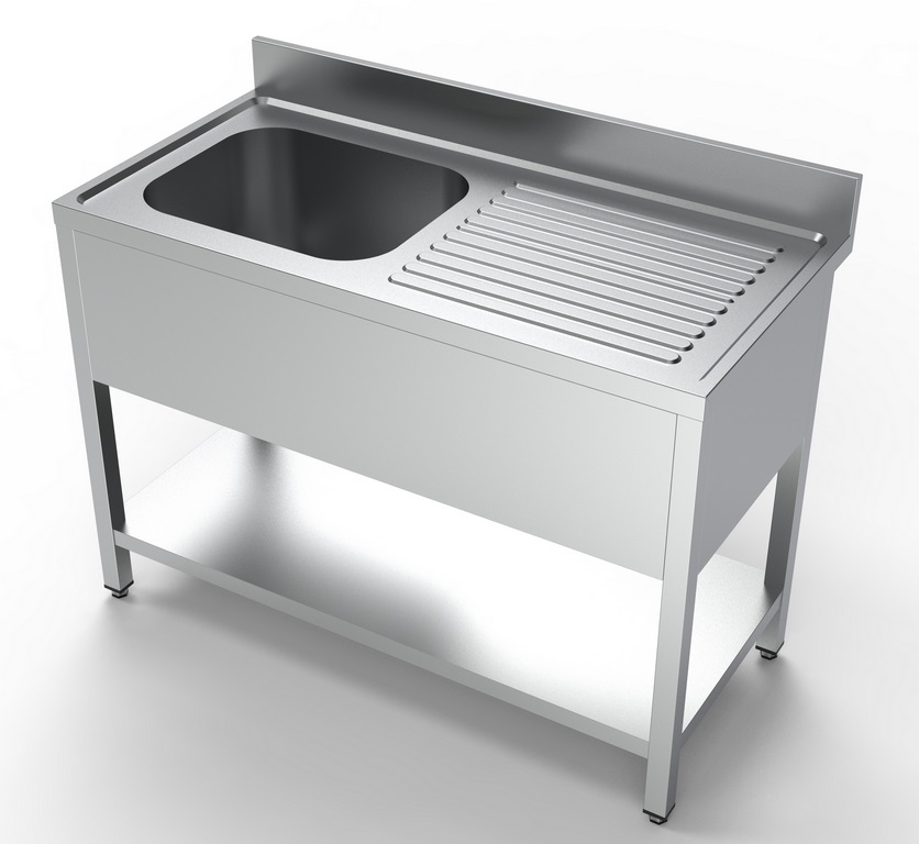 Plonges inox 1 bac Plonge inox avec étagère 1 à gauche largeur 1200x600x850 | 7333.0800 | COMBISTEEL