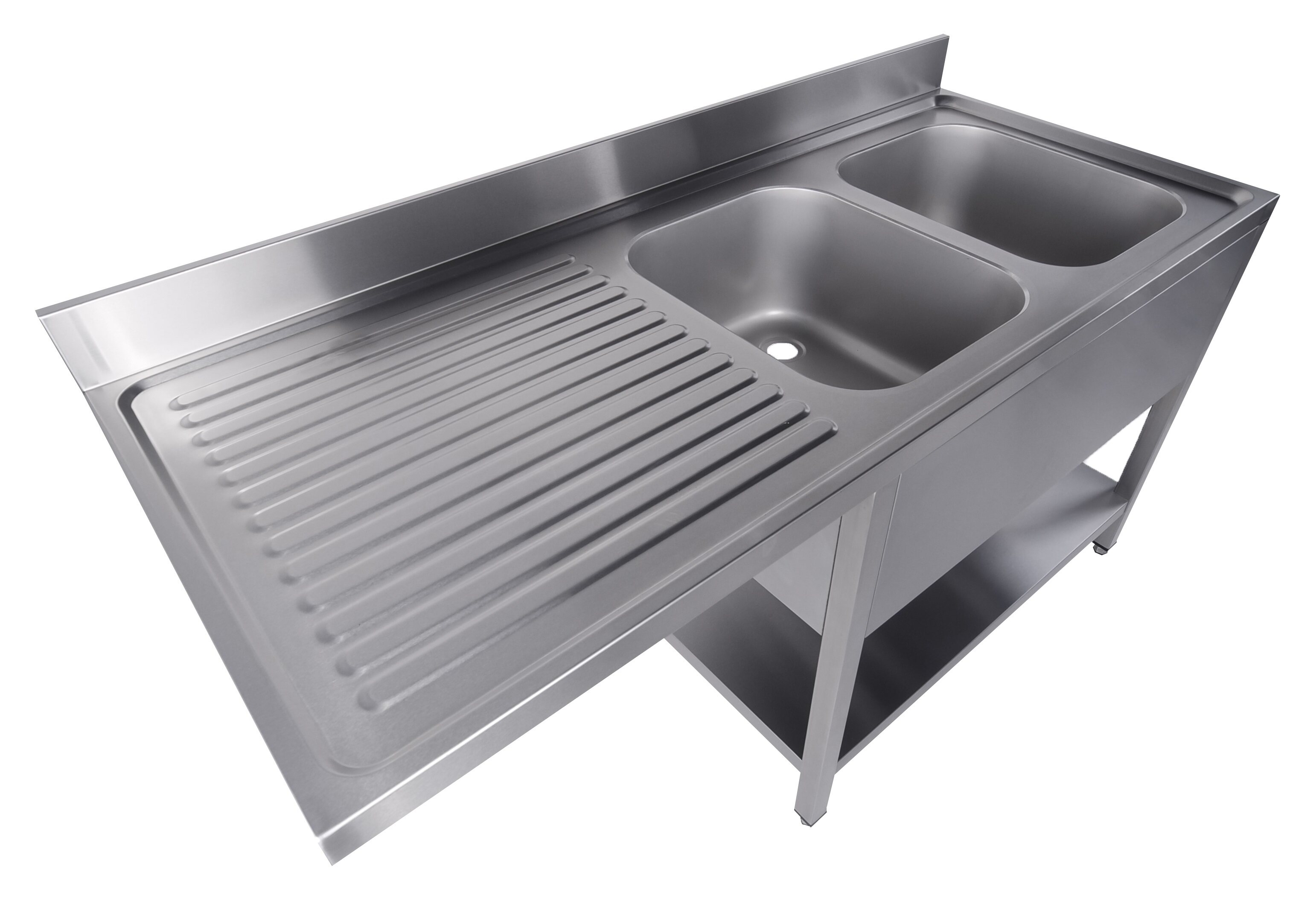 Plonge inox 2 bacs avec emplacement lave-vaisselle Plonge pro avec étagère et lave vaisselle ...