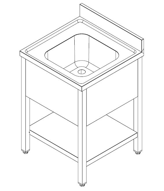 Plonges inox 1 bac Plonge pro avec étagère démontable 1 bac au centre - 700x700x850mm | 7452. ...