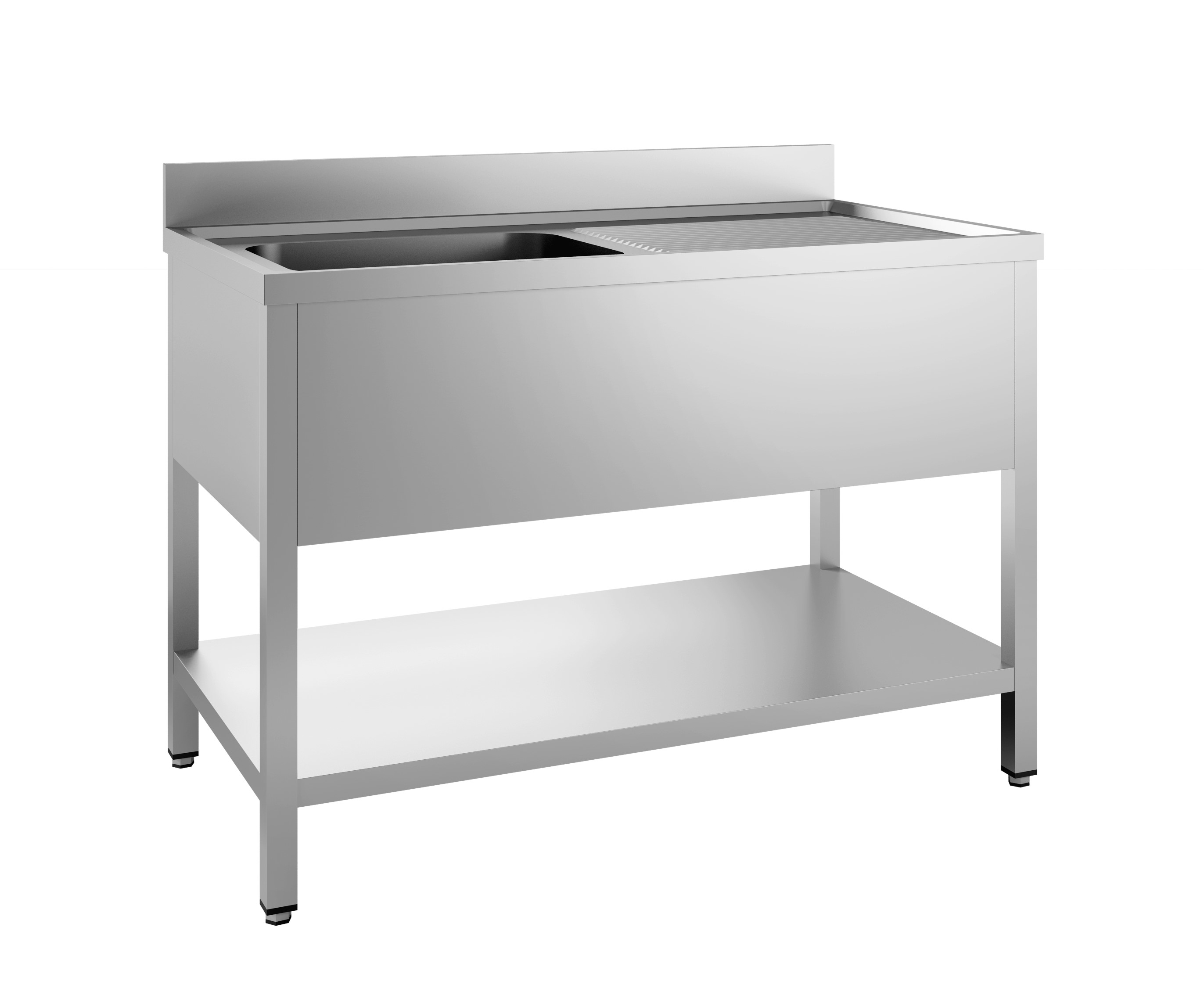 Plonges inox 1 bac Plonge pro avec étagère démontable 1 bac à gauche - 1200x700x850mm | 7452. ...
