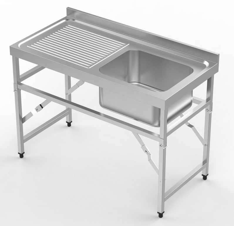 Plonges inox 1 bac Plonge pro avec étagère pliante 1 bac 1200x600x910 | 7490.0275 | COMBISTEEL